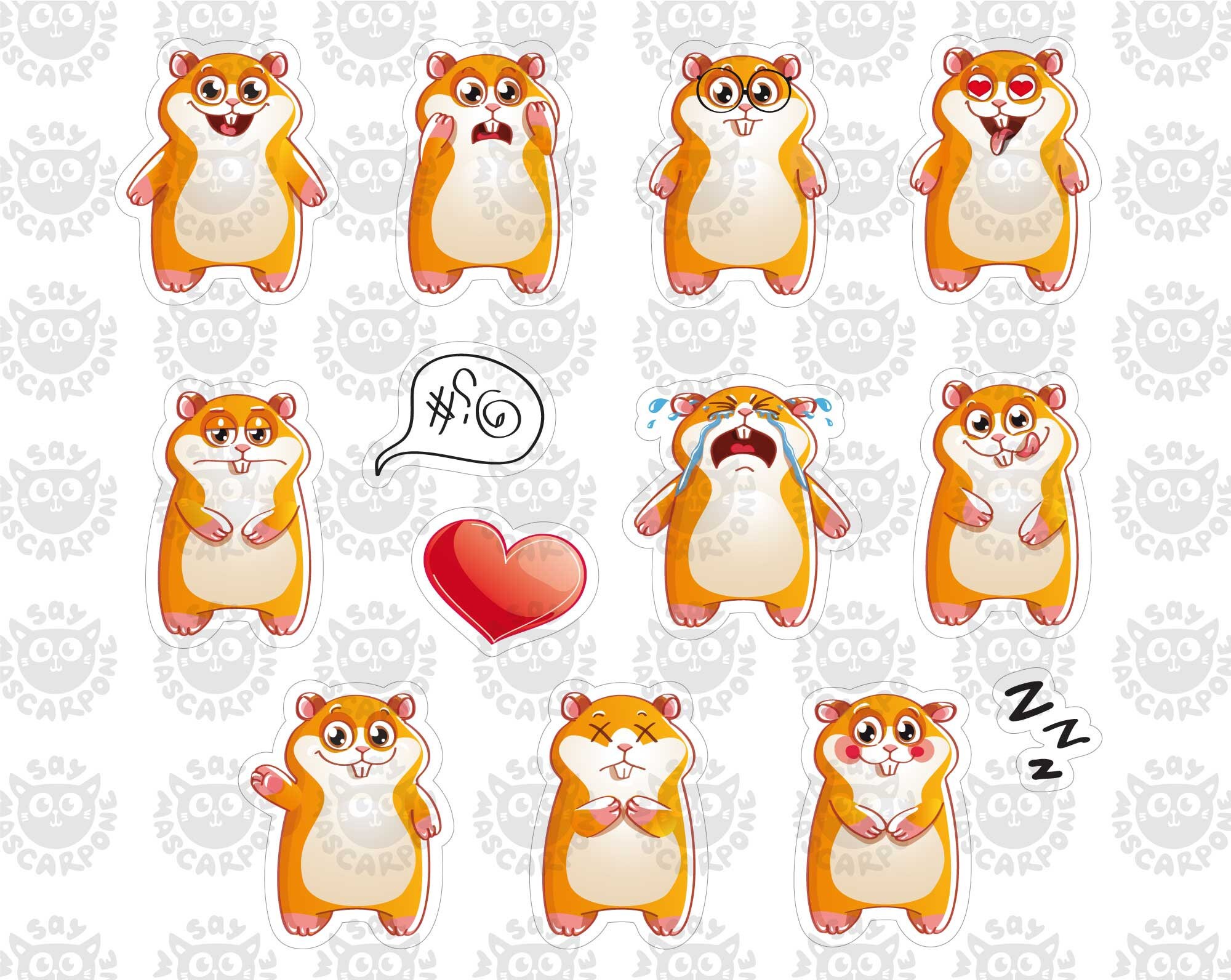 Funny hamster stickers digital stickers printable stickers | Etsy