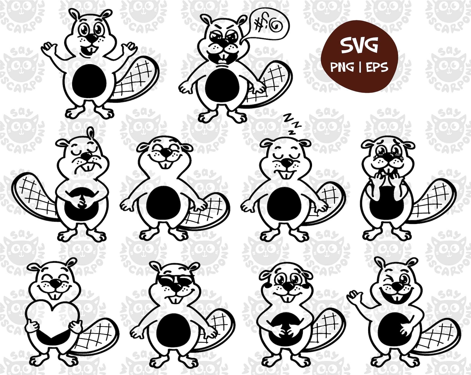 Beaver Digital Stamps, Beaver Svg Files for Cricut, Monogram Svg Files ...
