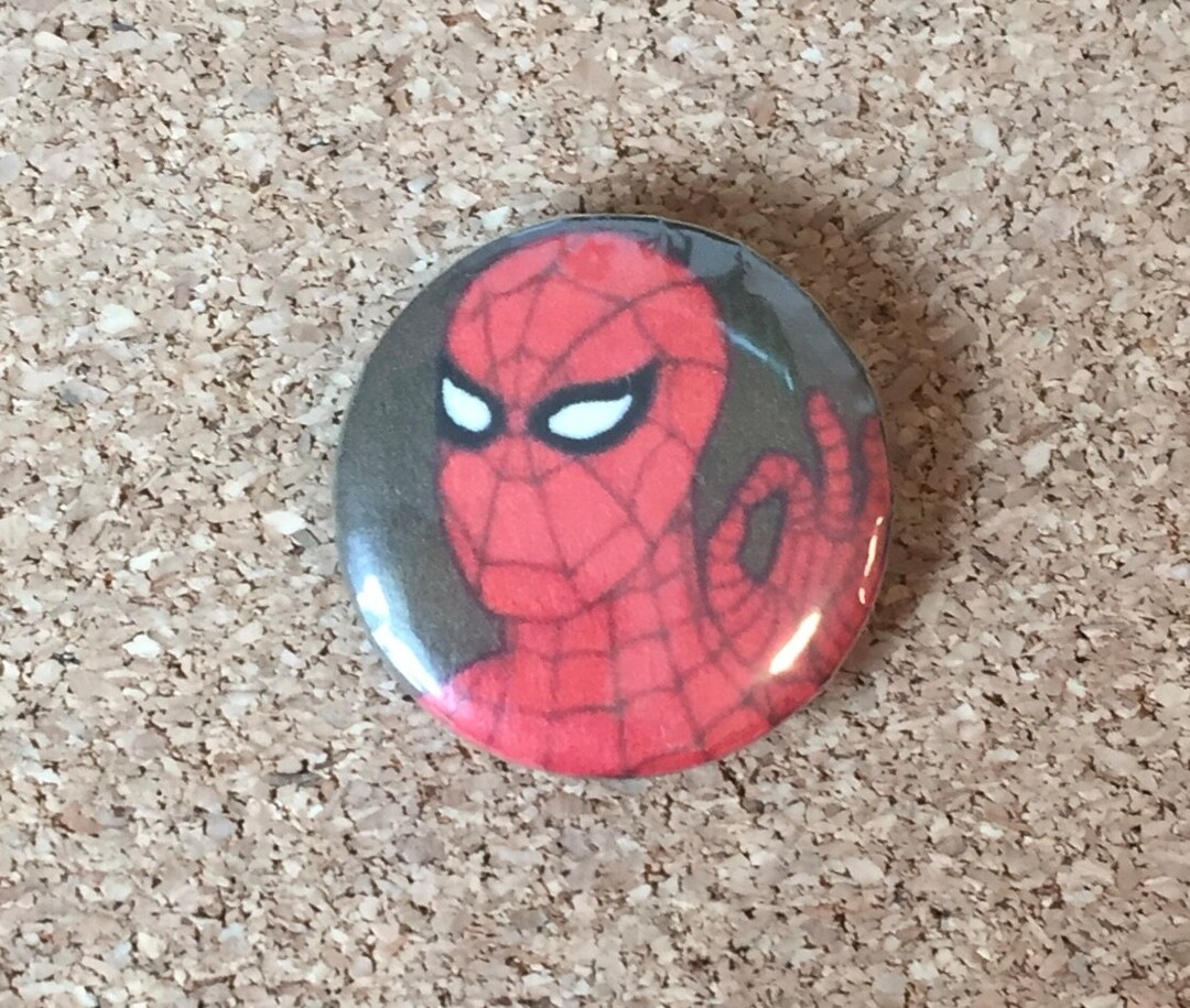 Ok Spiderman Pin Back Button 1 Inch 25mm Spiderman Marvel Retro Button ...