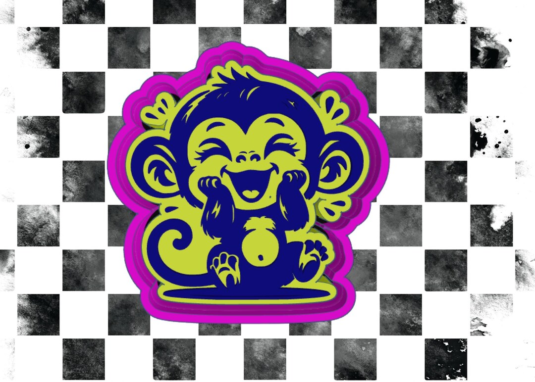 Laughing Monkey Freshie Mold, Cute Monkey Mold, Animal Freshie Mold ...
