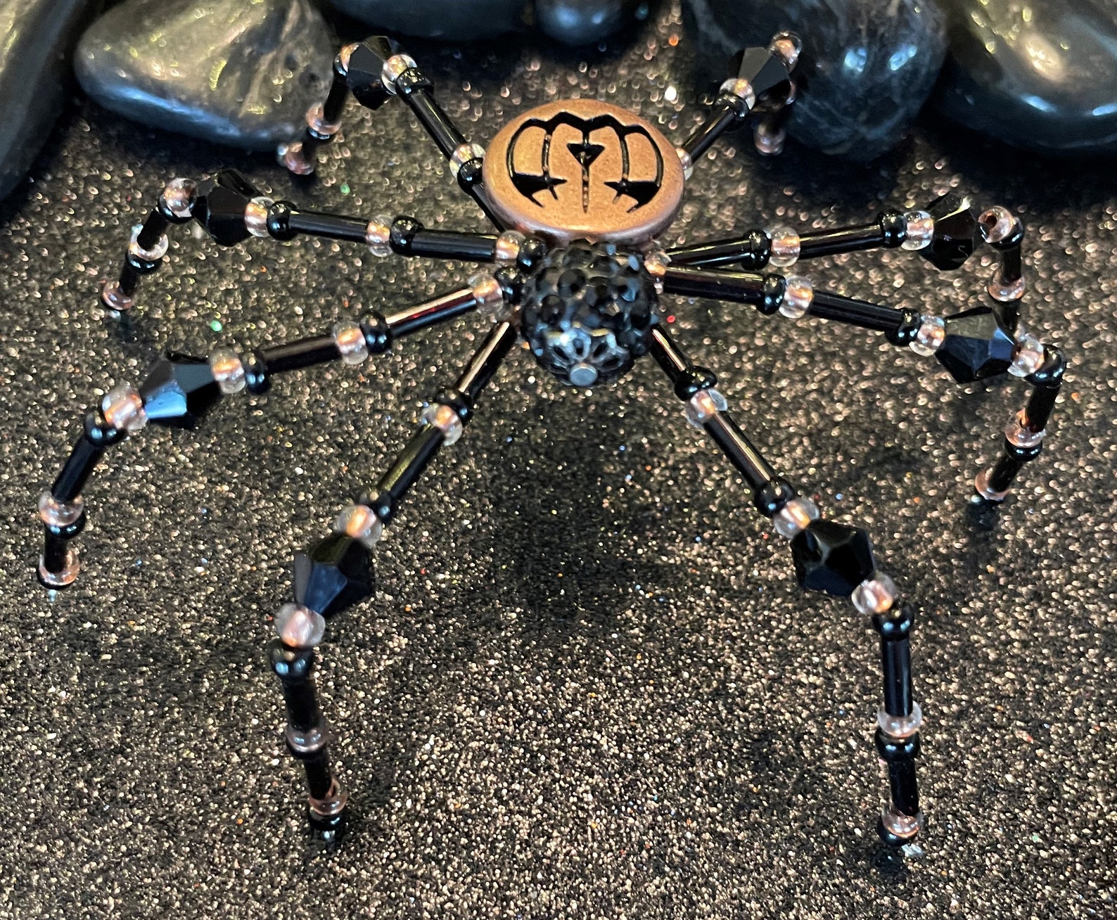 Pumpkin Beaded Spider, Ornament, Holiday Spider, Christmas Spider ...