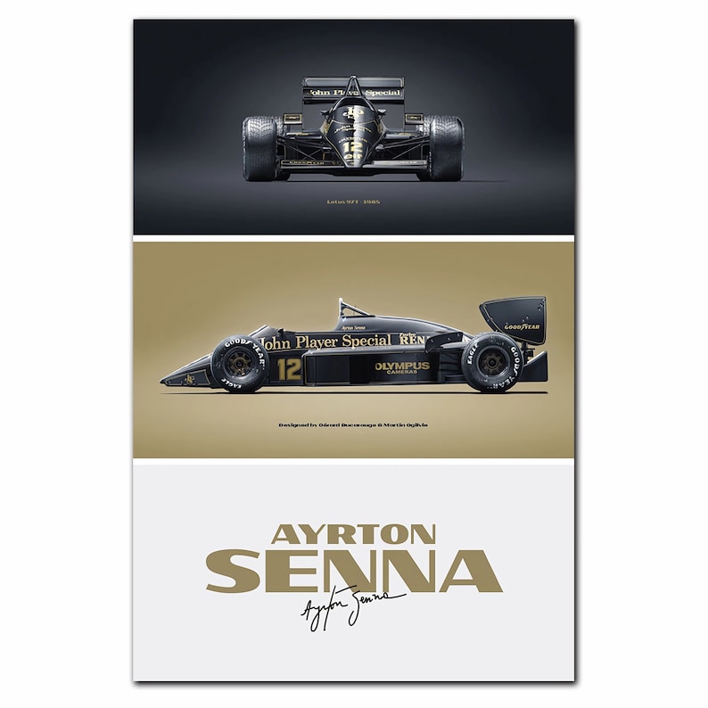 Formula 1 Ayrton Senna Lotus Poster, Sign Poster, Formula 1 Racing Wall ...