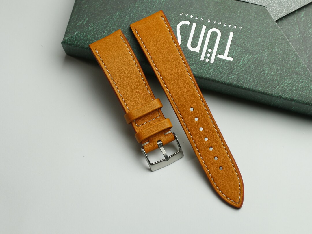 Swift Orange Leather Slim Watch Strap-swift-orange-0-k-m-n- - Etsy