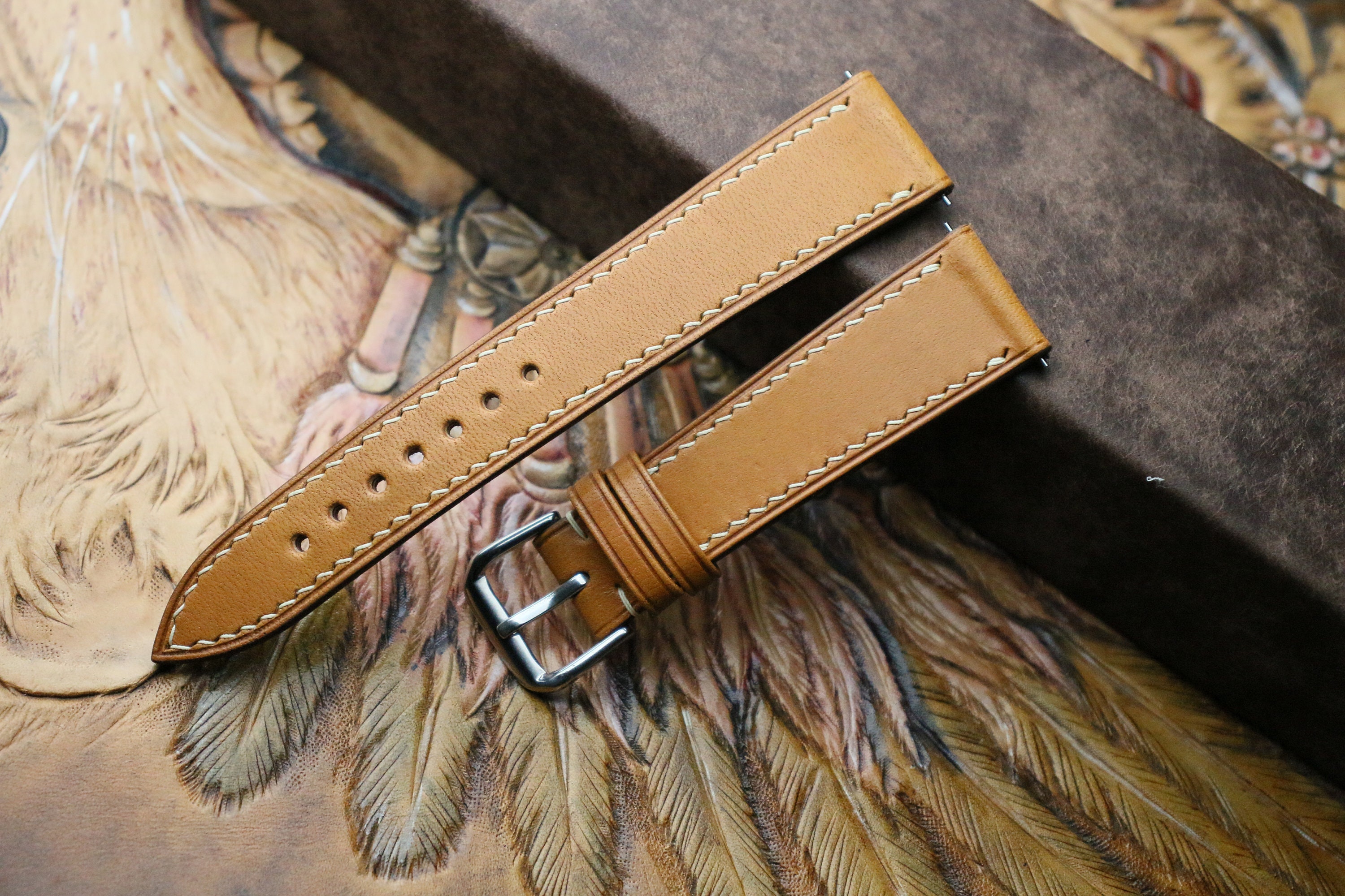 Vegtan Tan Leather Watch Strap - Etsy