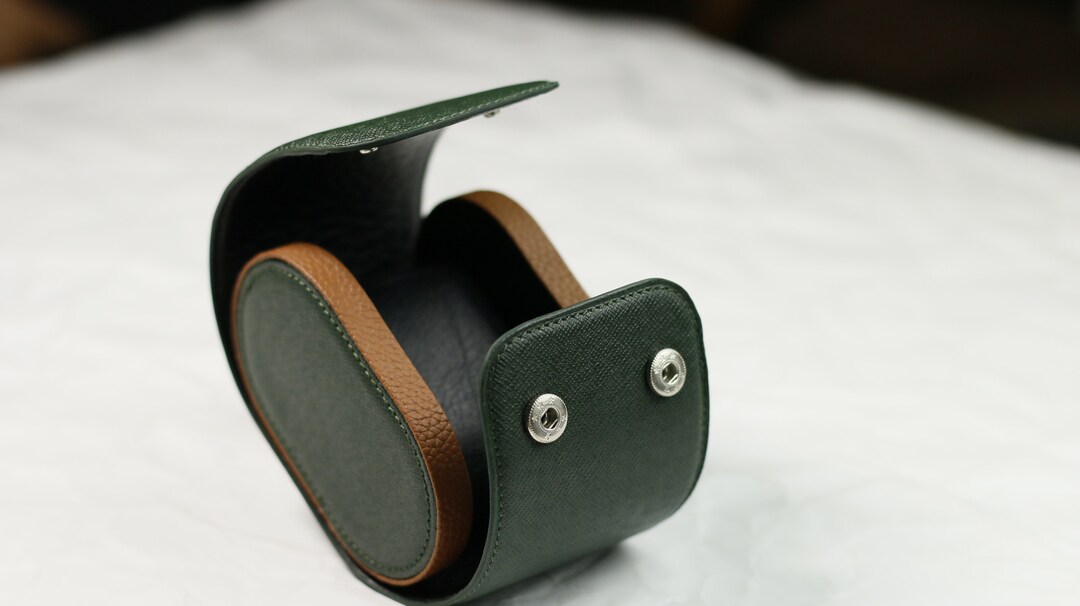 Taiga Green Custom Watch Case, Travel Watch Box, Personalized Leather ...