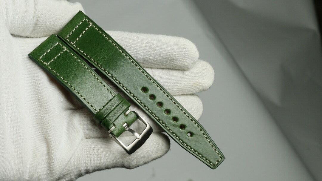 Tuscany Green Leather Watch Strap Slim 24mm ,22mm,21mm,20mm,19mm,18mm ...