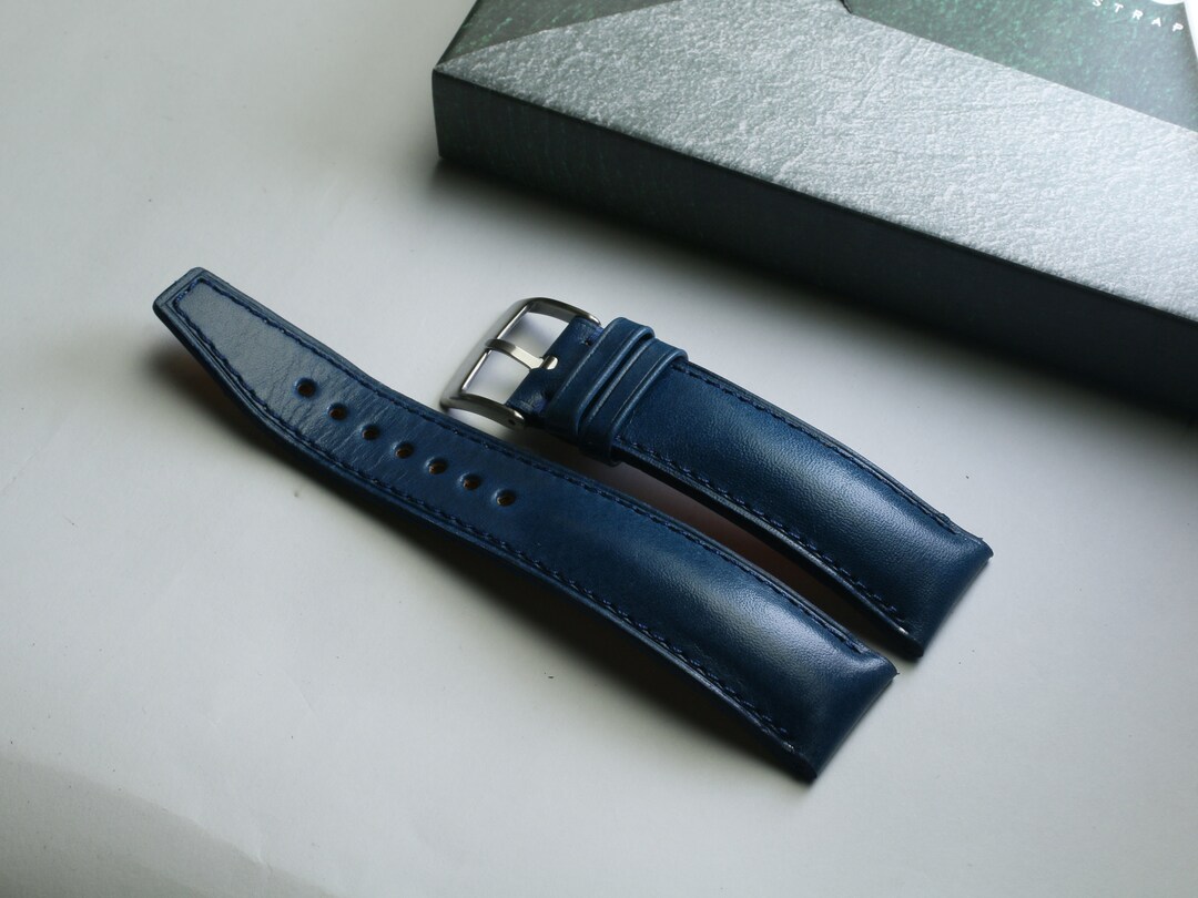 Tuscany Navy Leather Watch Strap 24mm ,22mm,21mm,20mm,19mm,18mm,16mm ...
