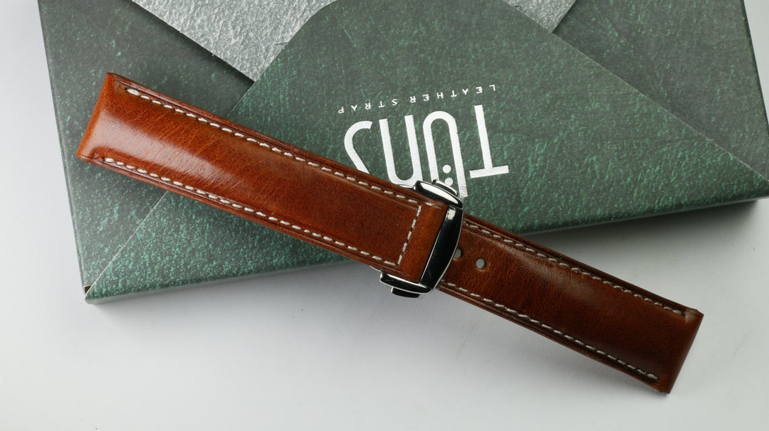 Handmade Tuscany Bordeaux Padded Leather Watch Strap, Fits Omega Style ...