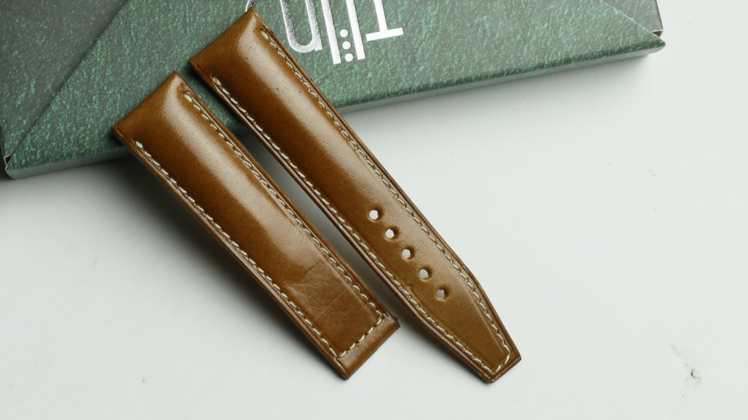Handmade Tuscany Tan Brown Leather Padded Watch Strap, Fits Omega Style ...