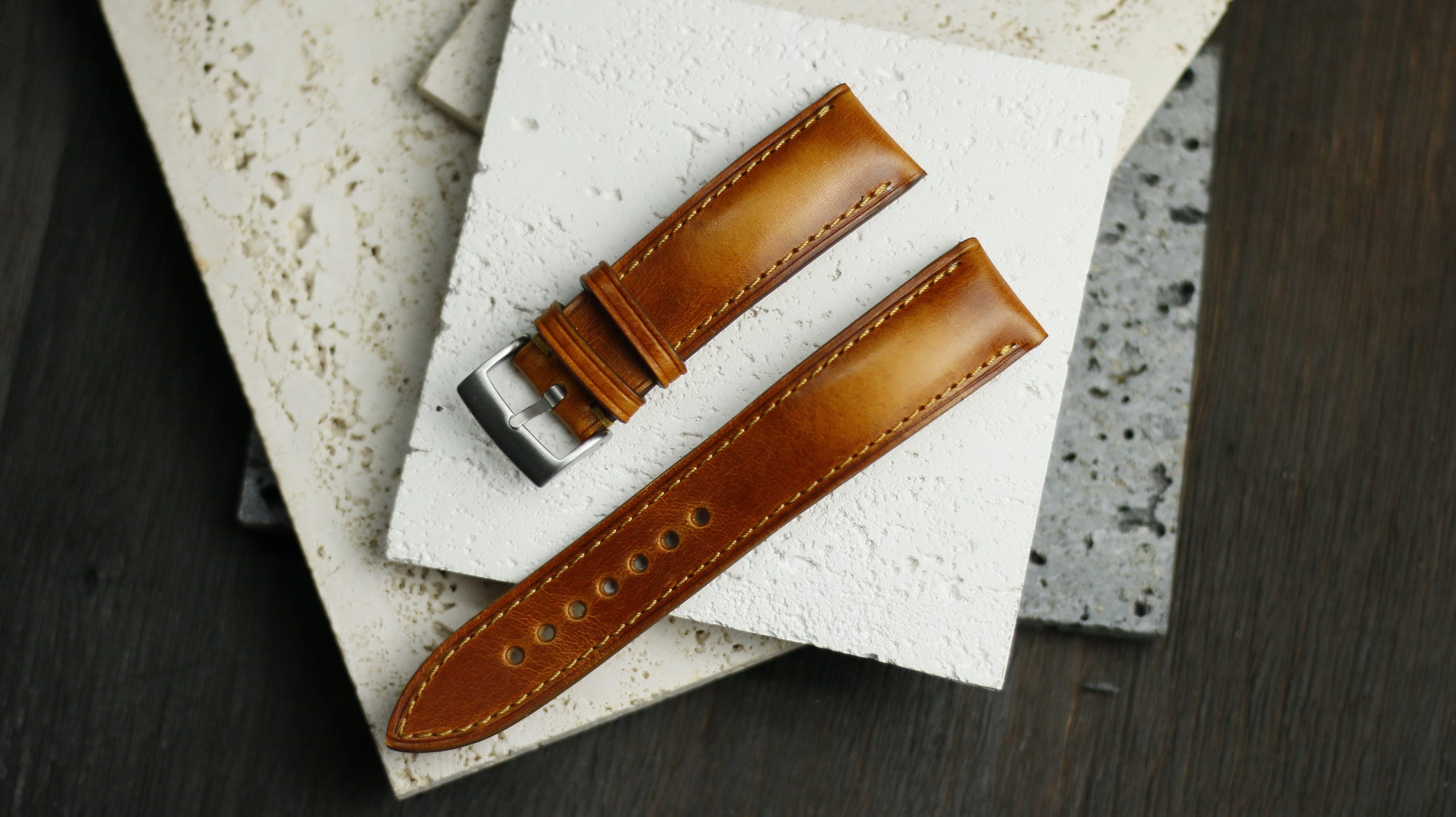 Handmade Tuscany Conag Padded Leather Watch Strap, Custom Size - TU21 ...