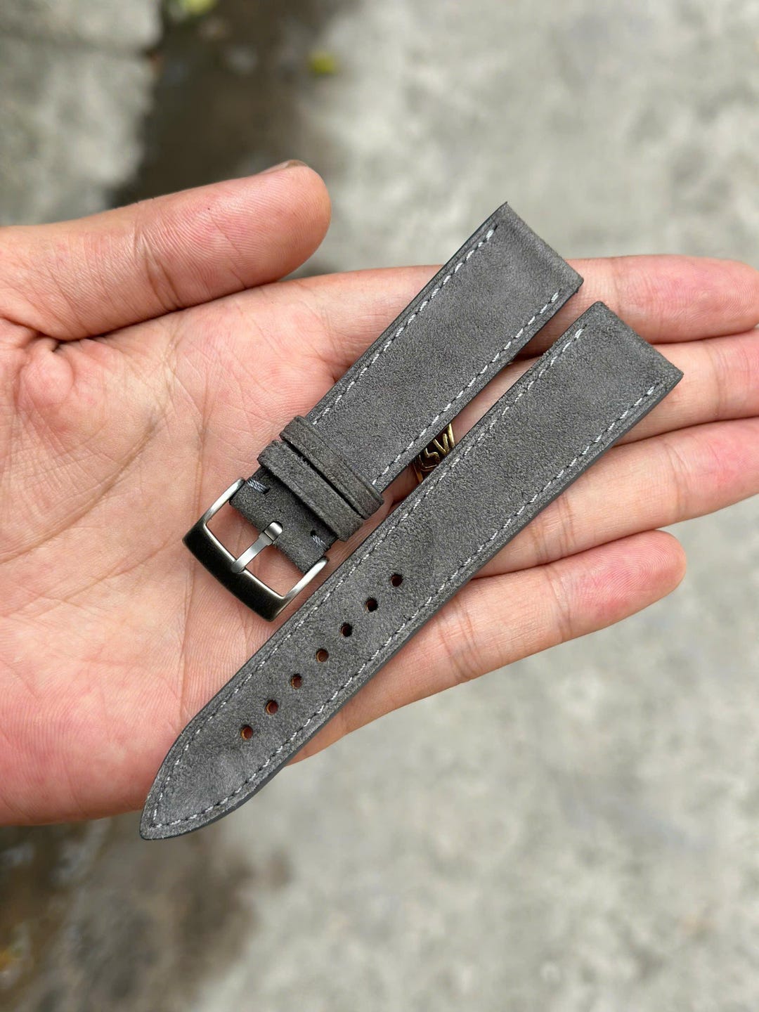 Handmade Dark Gray Suede Slim Leather Watch Strap, Custom Size - S6 - Etsy