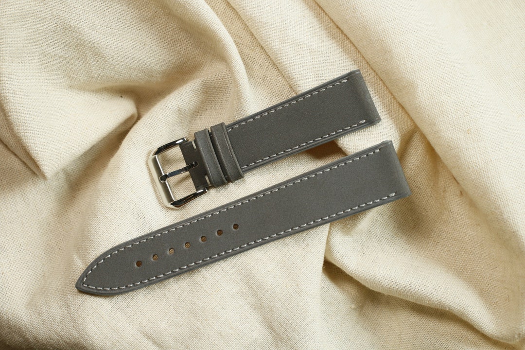 Handmade Nubuck Smooth Gray Slim Watch Strap, Custom Size - NT5 - Etsy