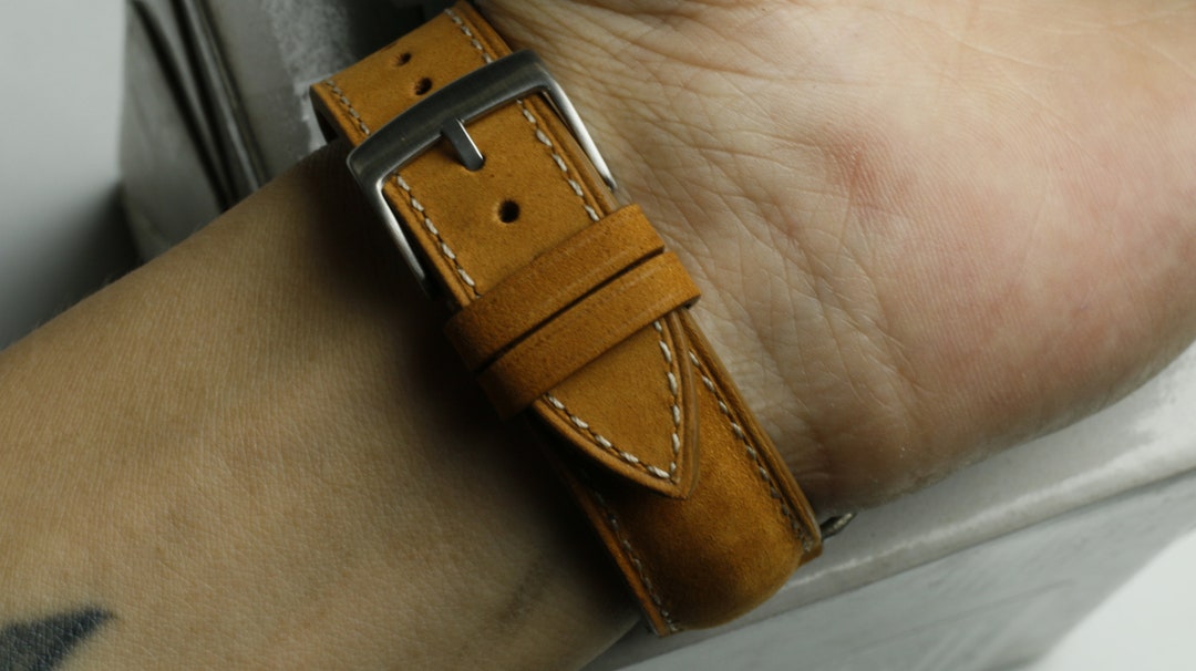 Nubuck Smooth Tan Orange Padded Watch Strap 24mm,22mm,21mm,20mm,19mm ...