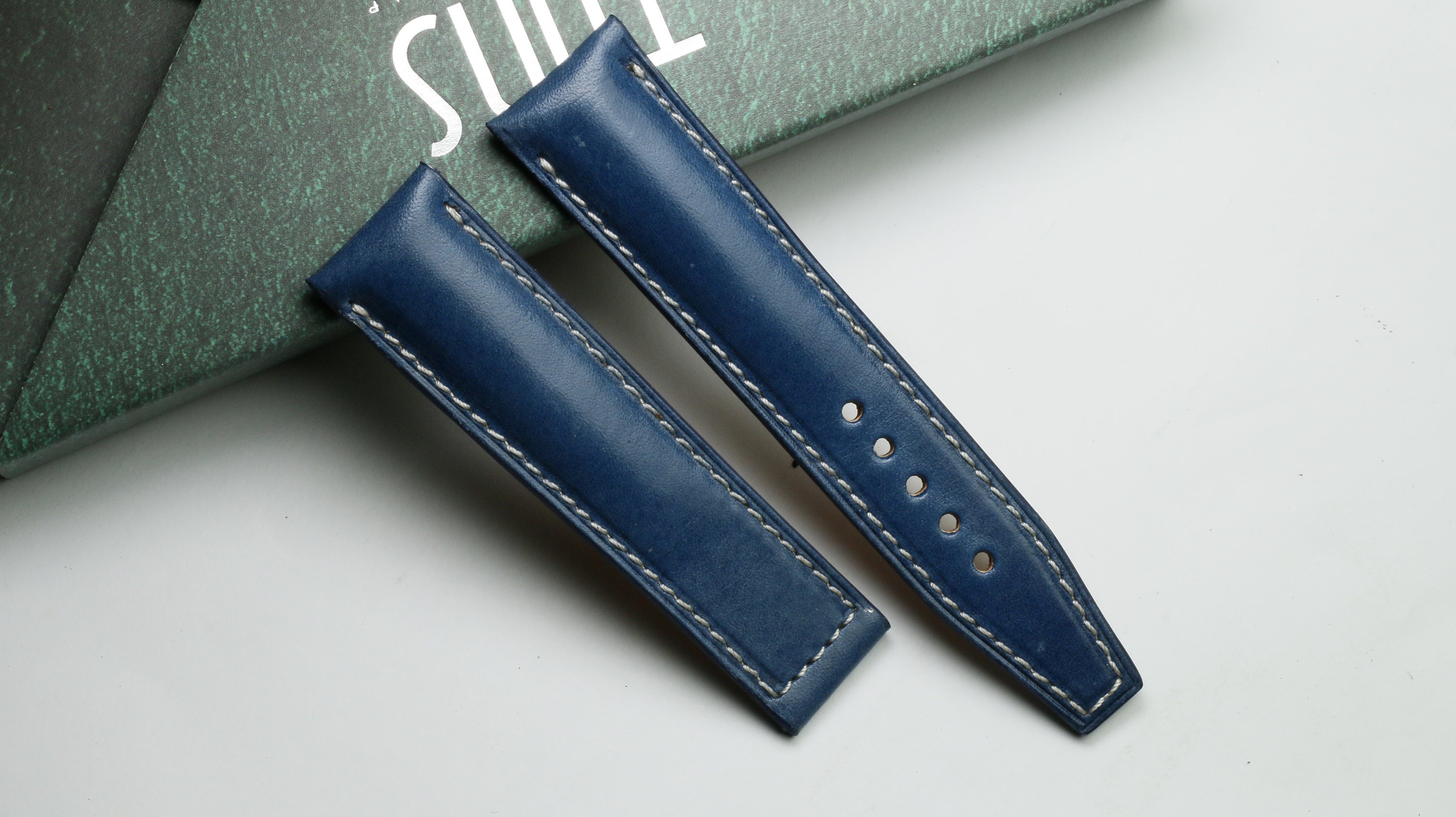 Handmade Omega Butero Navy Blue Leather Padded Watch Strap - BR38 - Etsy