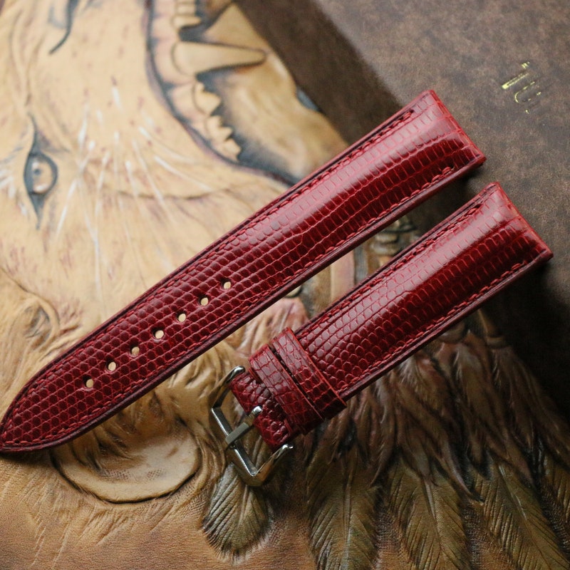 Red Leather Watch Strap 16 - Etsy