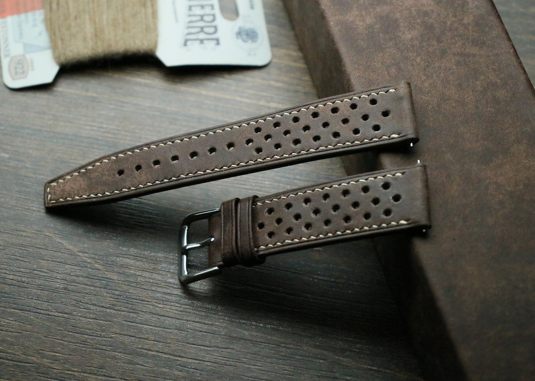 Handmade Maya Brown Rally Leather Watch Strap, Custom Size - M3 - Etsy