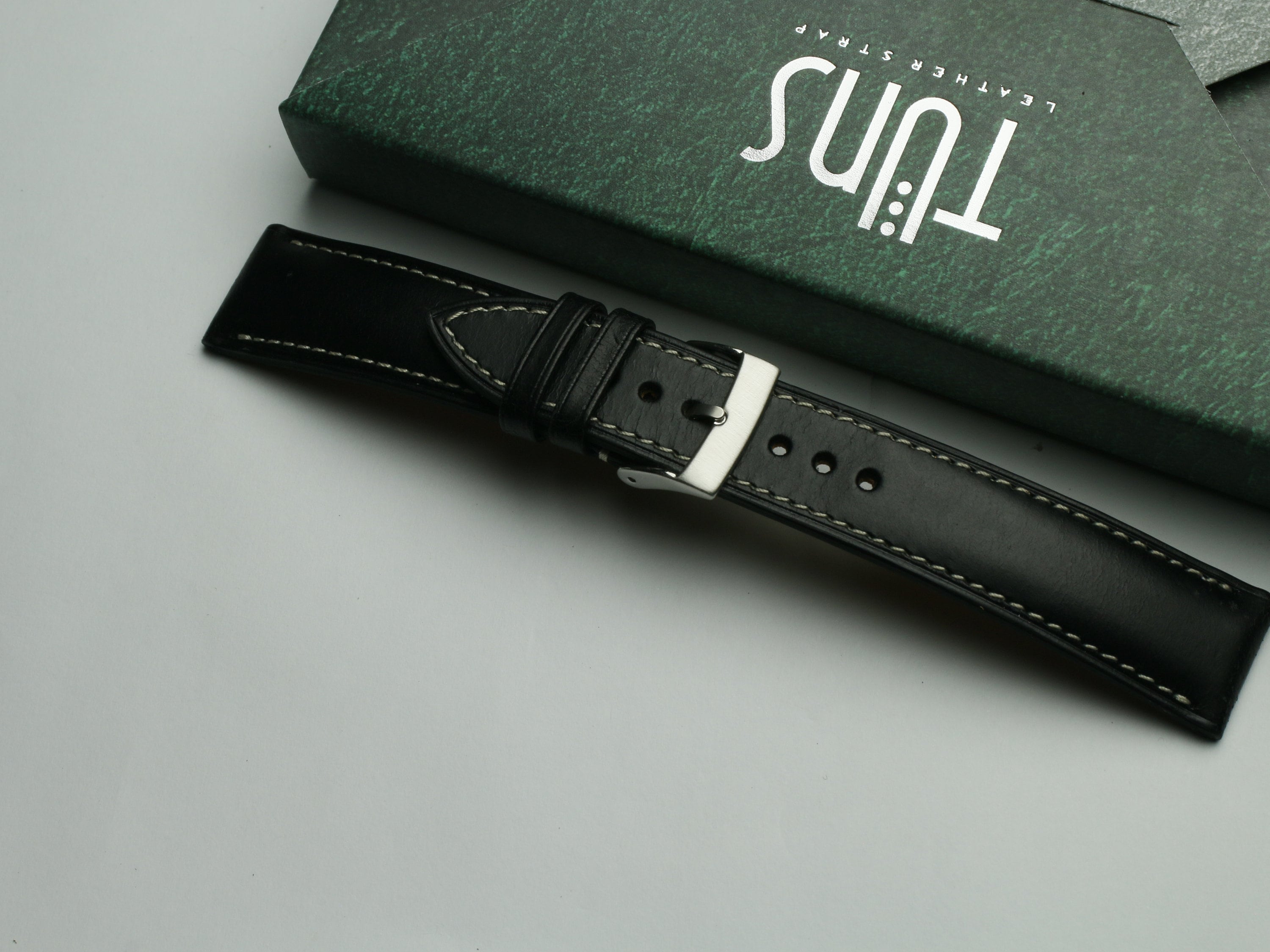 Handmade Butero Black Padded Leather Watch Strap, Custom Size - BU20 - Etsy