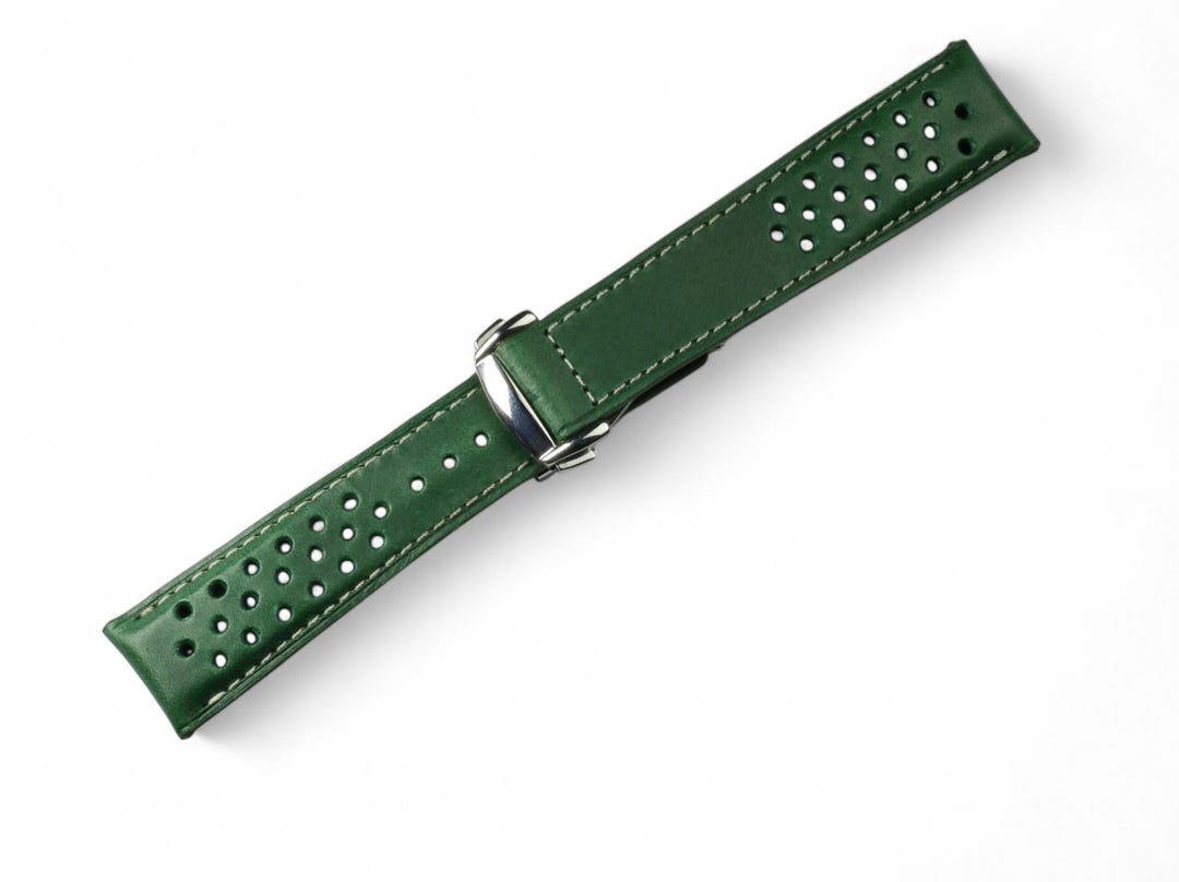 Rally Omega Butero Green Leather Padded Watch Strap-butero OMEGA Rally ...
