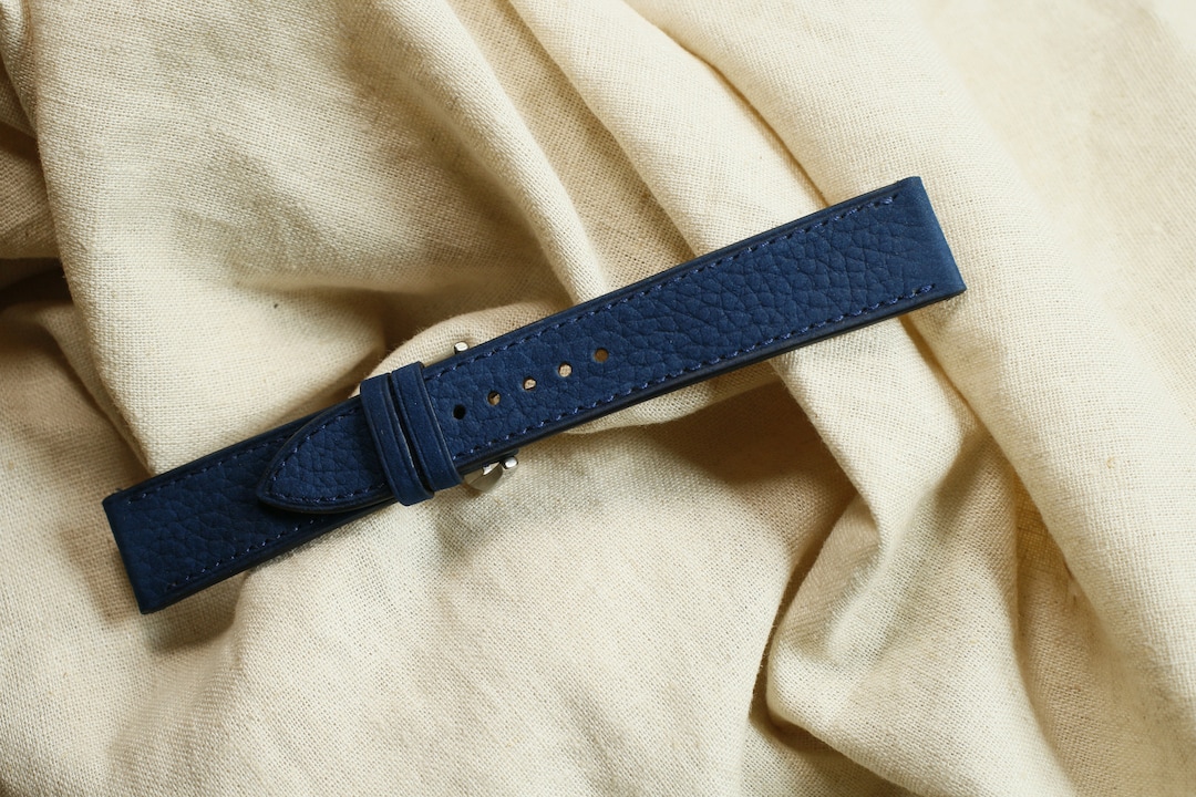 Nubuck Navy Blue Slim Watch Strap 24mm,22mm,21mm,20mm,19mm,18mm,16mm ...