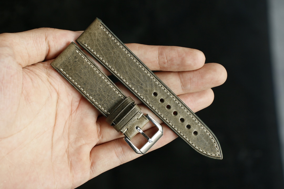 Handmade Waxy Steel Grey Slim Watch Strap, Custom Size - W3 - Etsy