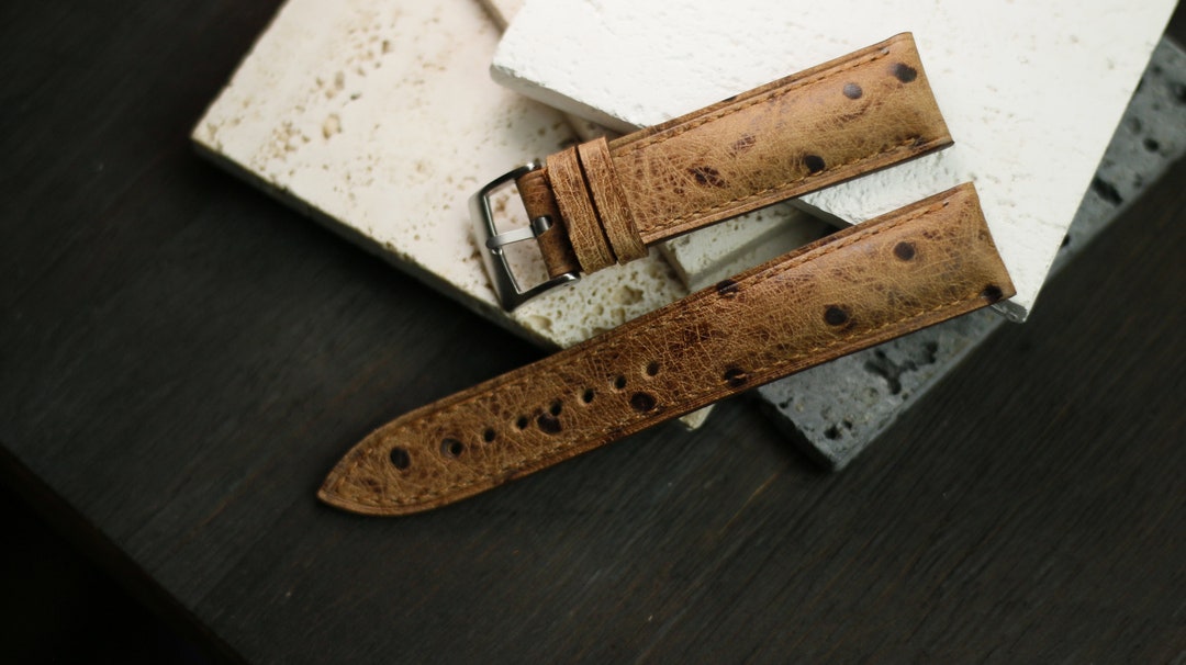 Conag Patina Cow Leather Embossed With Ostrich Motifs Padded Watch ...