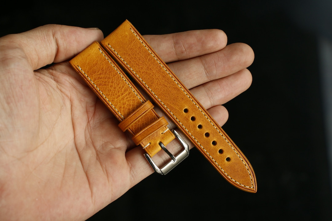 Handmade Waxy Golden Yellow Slim Watch Strap, Custom Size - W2 - Etsy