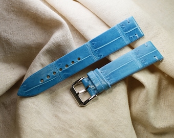 Baby Blue Leather Watch Band - Etsy