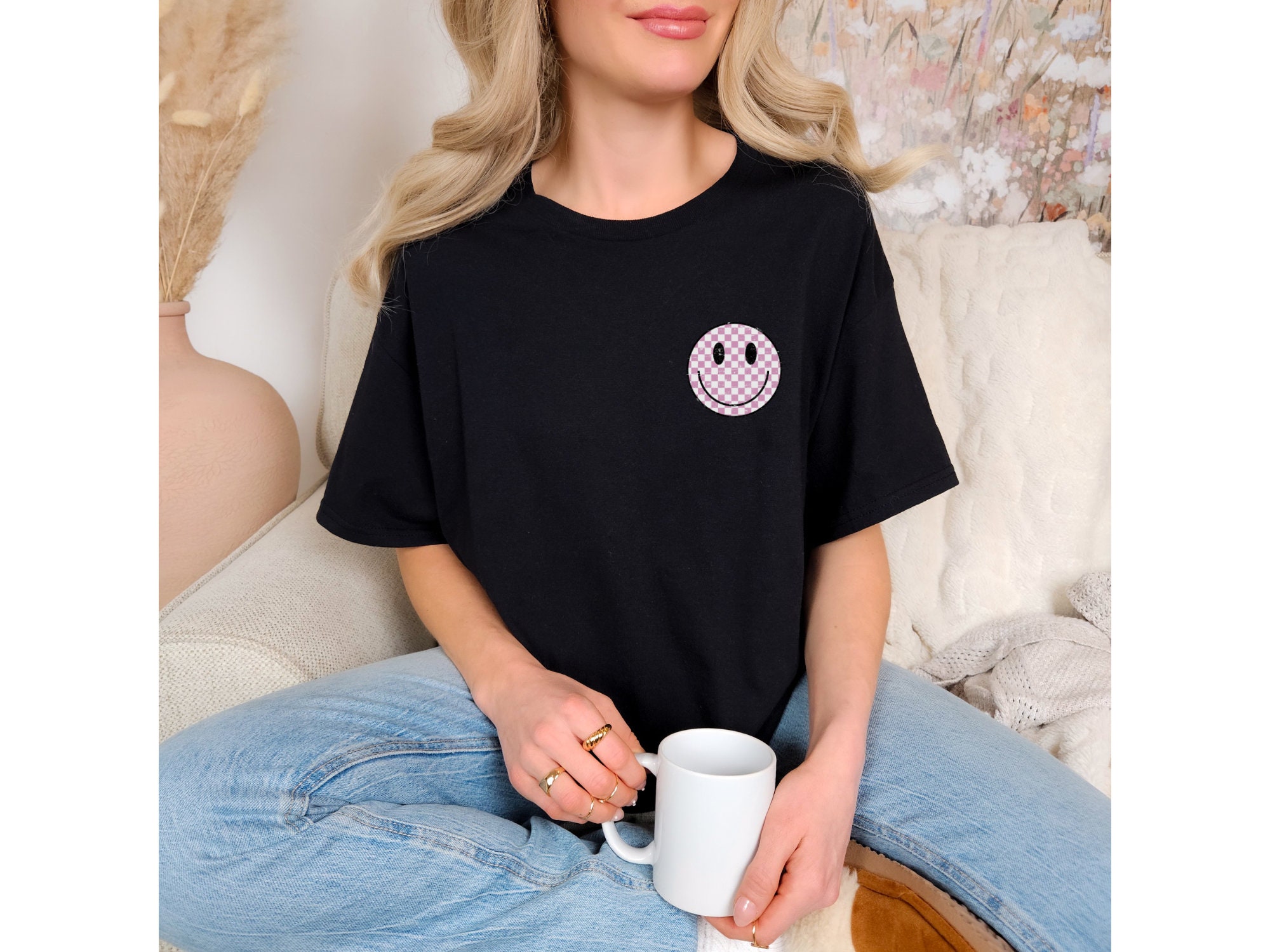 Retro Smiley Face PNG, Checkered Smiley Face Png, Pocket PNG, Digital ...