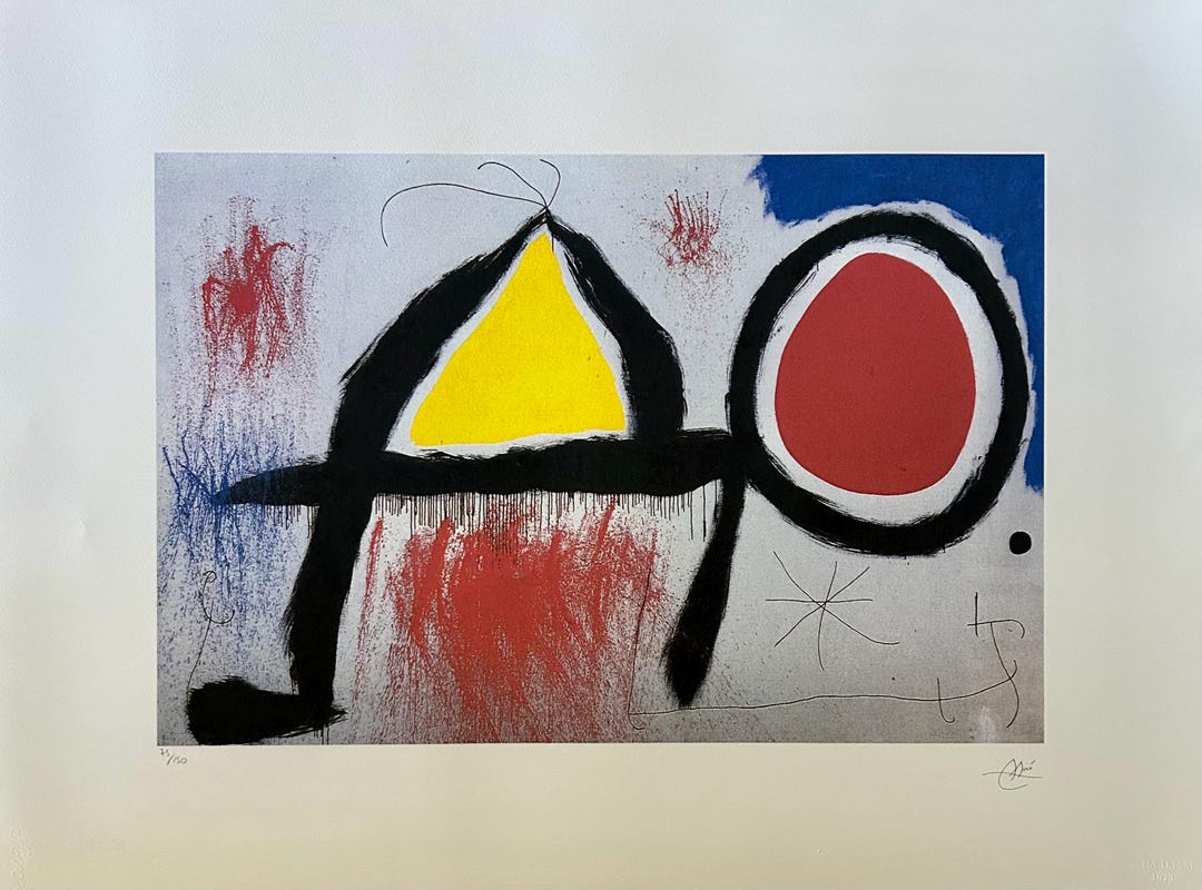 Joan Miro "abstract Red, White, Blue and Yellow" Limited Edition Signed ...