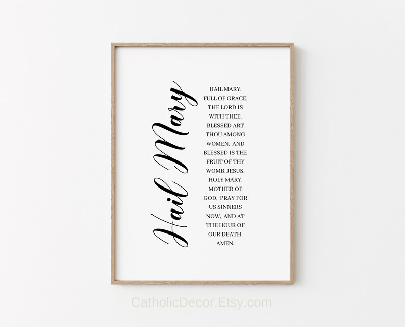Printable Set Our Father and Hail Mary Prayers Digital Print Catholic ...