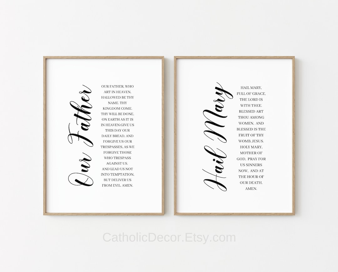 Printable Set Our Father and Hail Mary Prayers Digital Print Catholic ...