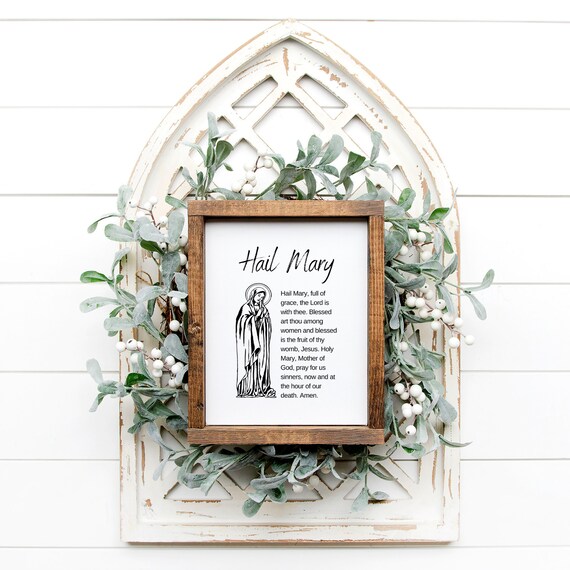 Art & Collectibles Prints Catholic Prayers Hail Mary Printable 8 x 10 ...