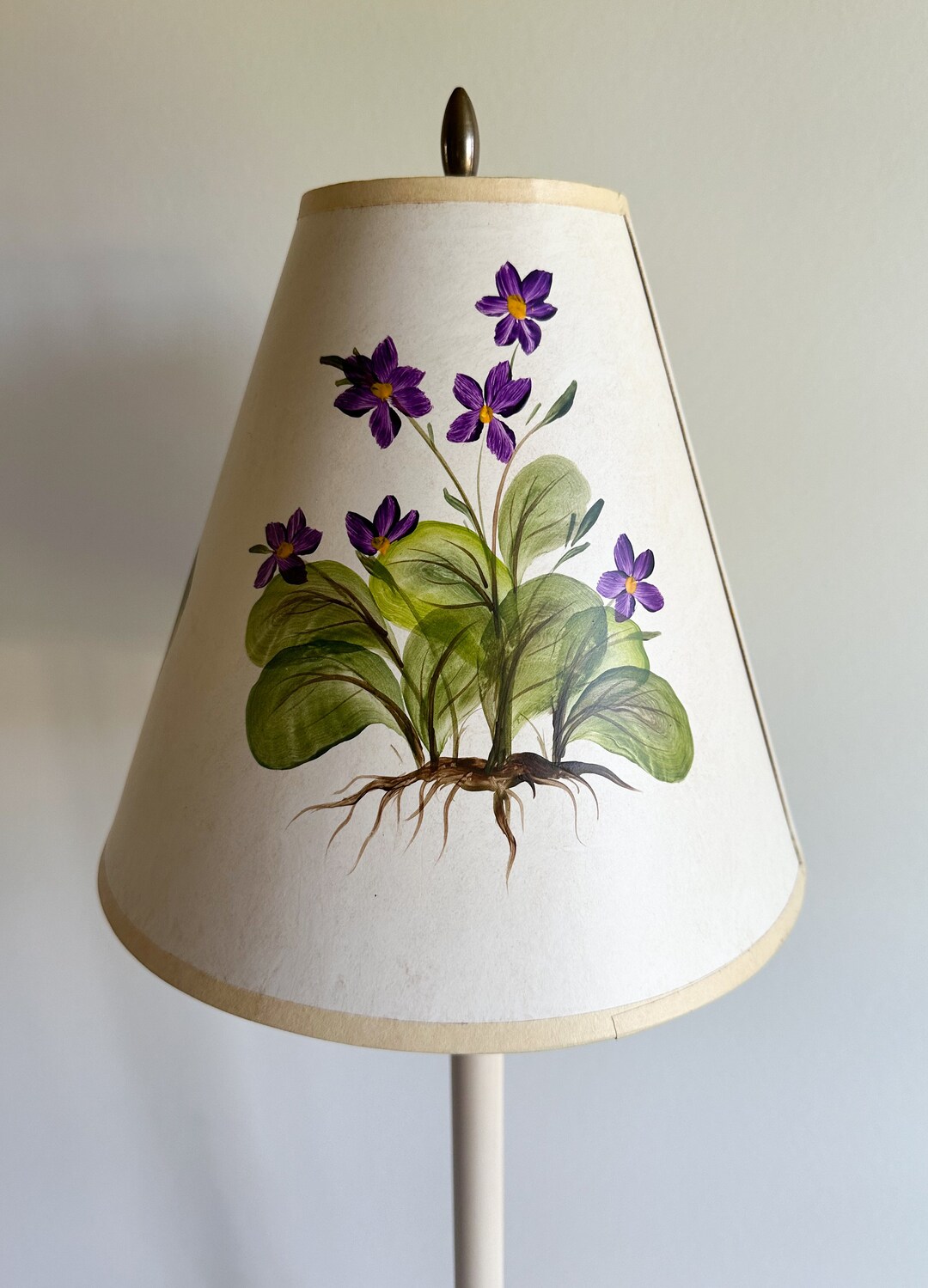 Vintage Hand Painted Lamp and Lampshade - Etsy