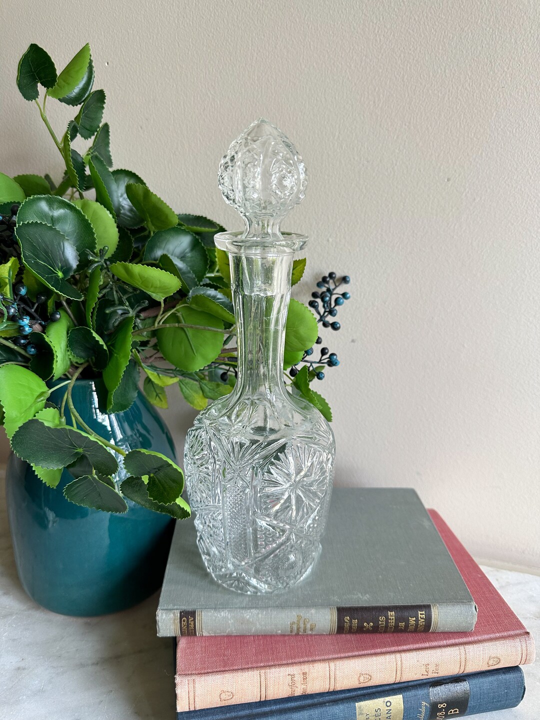 Vintage Cut Glass Decanter With Stopper - Etsy