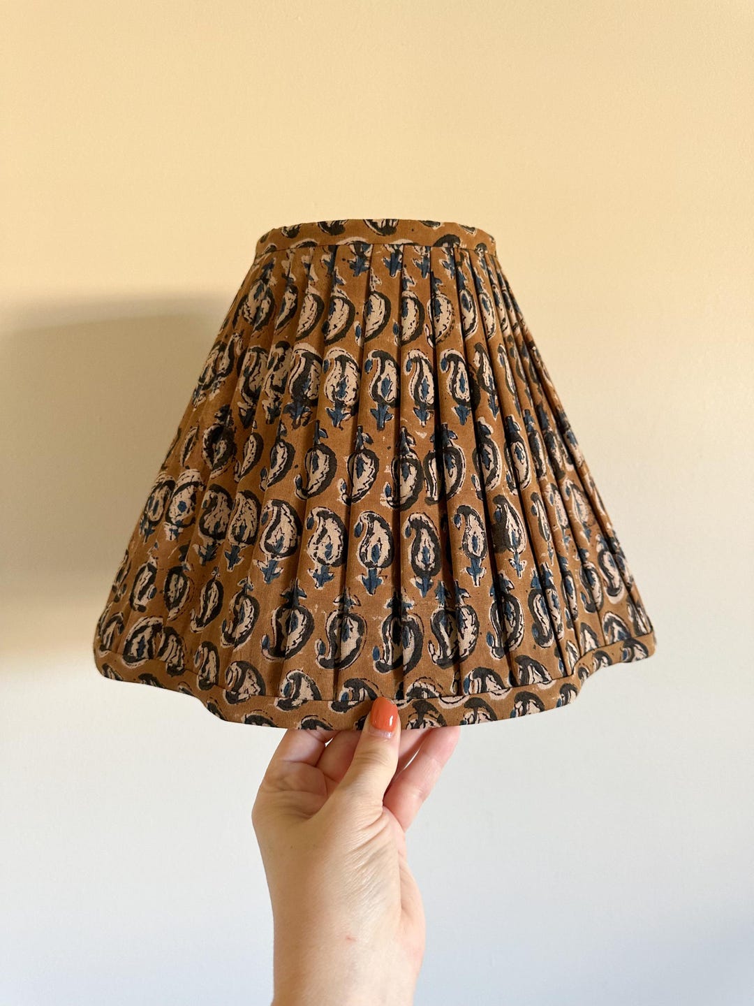 Handmade Pleated Lampshade Block Print Fabric - Etsy