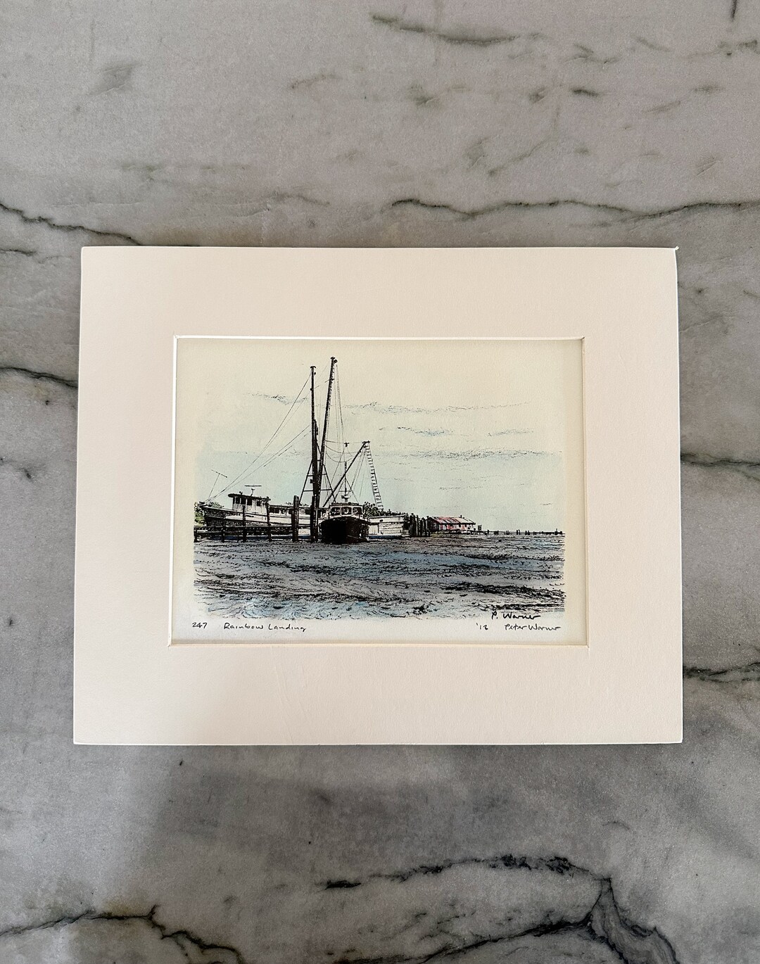 Signed Peter Warner Boat Watercolor Print With Mat 12 X 10 - Etsy