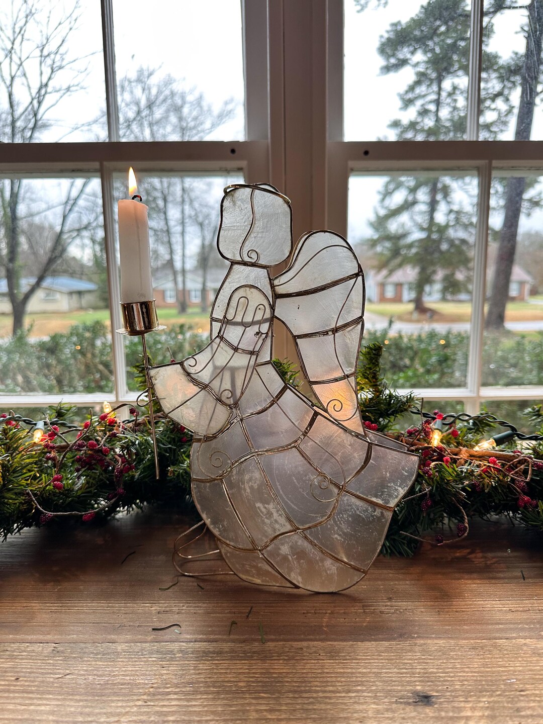 Vintage Capiz Shell Angel Candle Holder - Etsy