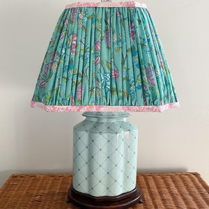 Gathered Lampshade With Trim Block Print Fabric - Etsy
