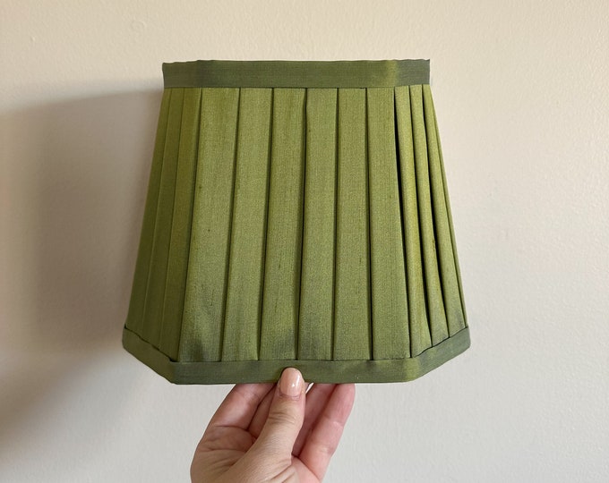 Pleated Silk Lampshade With Trim | Rectangular With Clipped Corners - Etsy