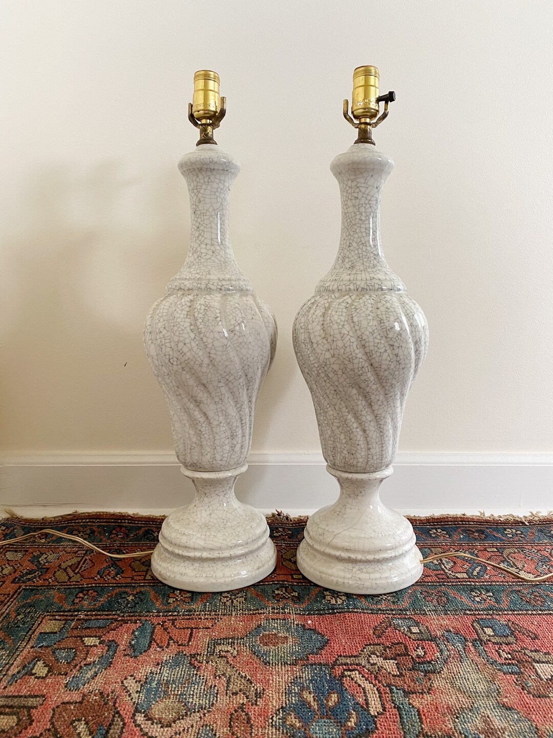 Vintage PAIR of Faux Marble Lamps no Shades - Etsy