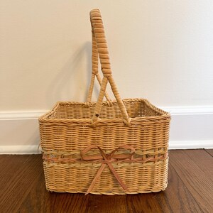 Vintage Wicker Basket | Utensil Caddy - Etsy