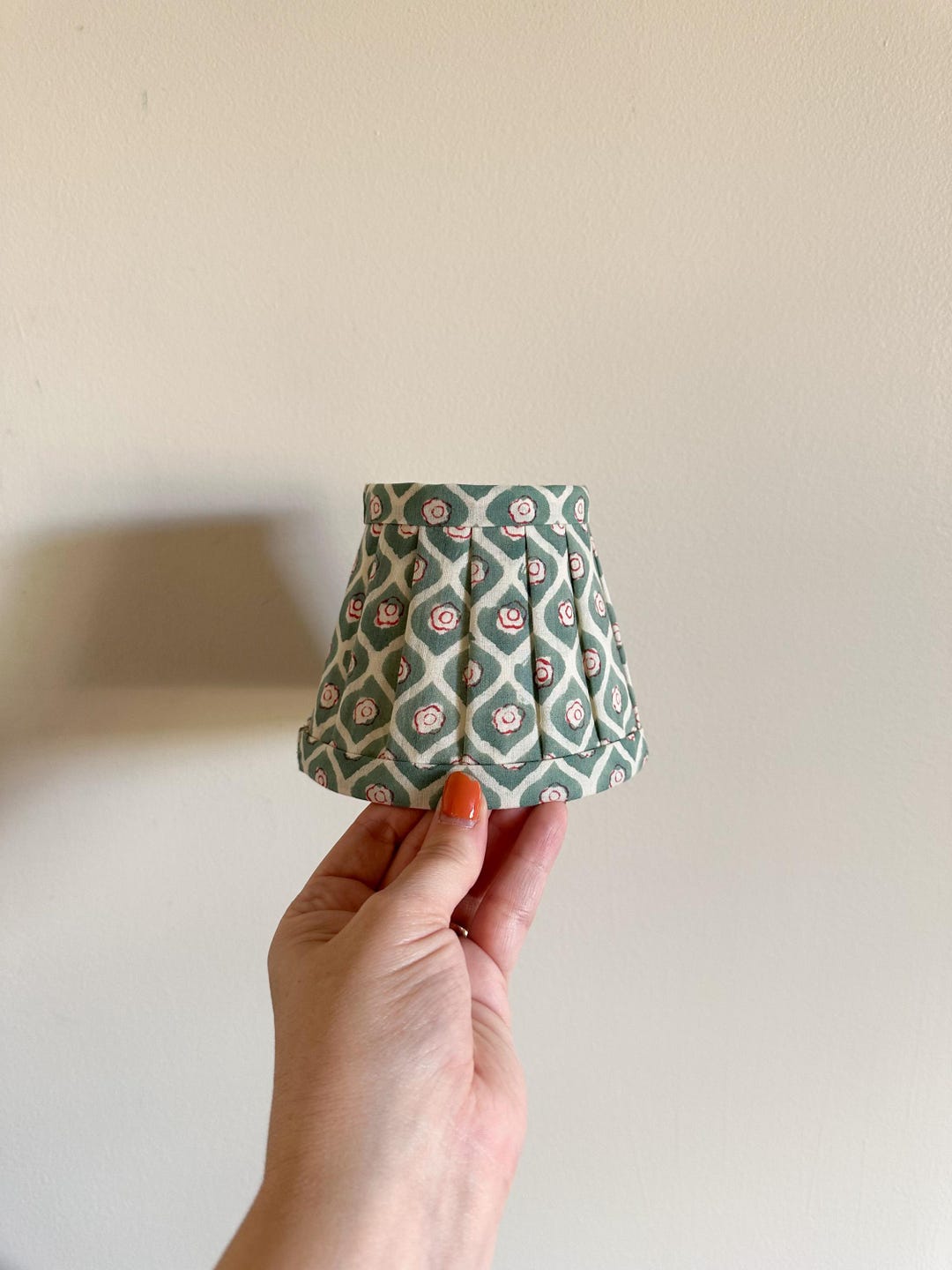 Pleated Mini Lampshade Block Print Fabric - Etsy
