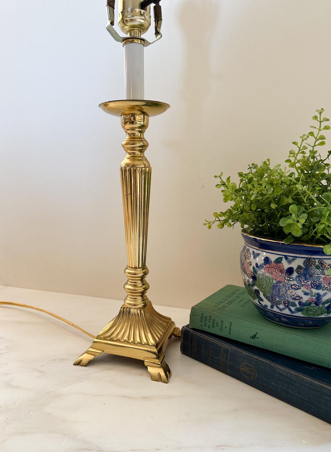 Vintage Brass Candlestick Lamp - Etsy