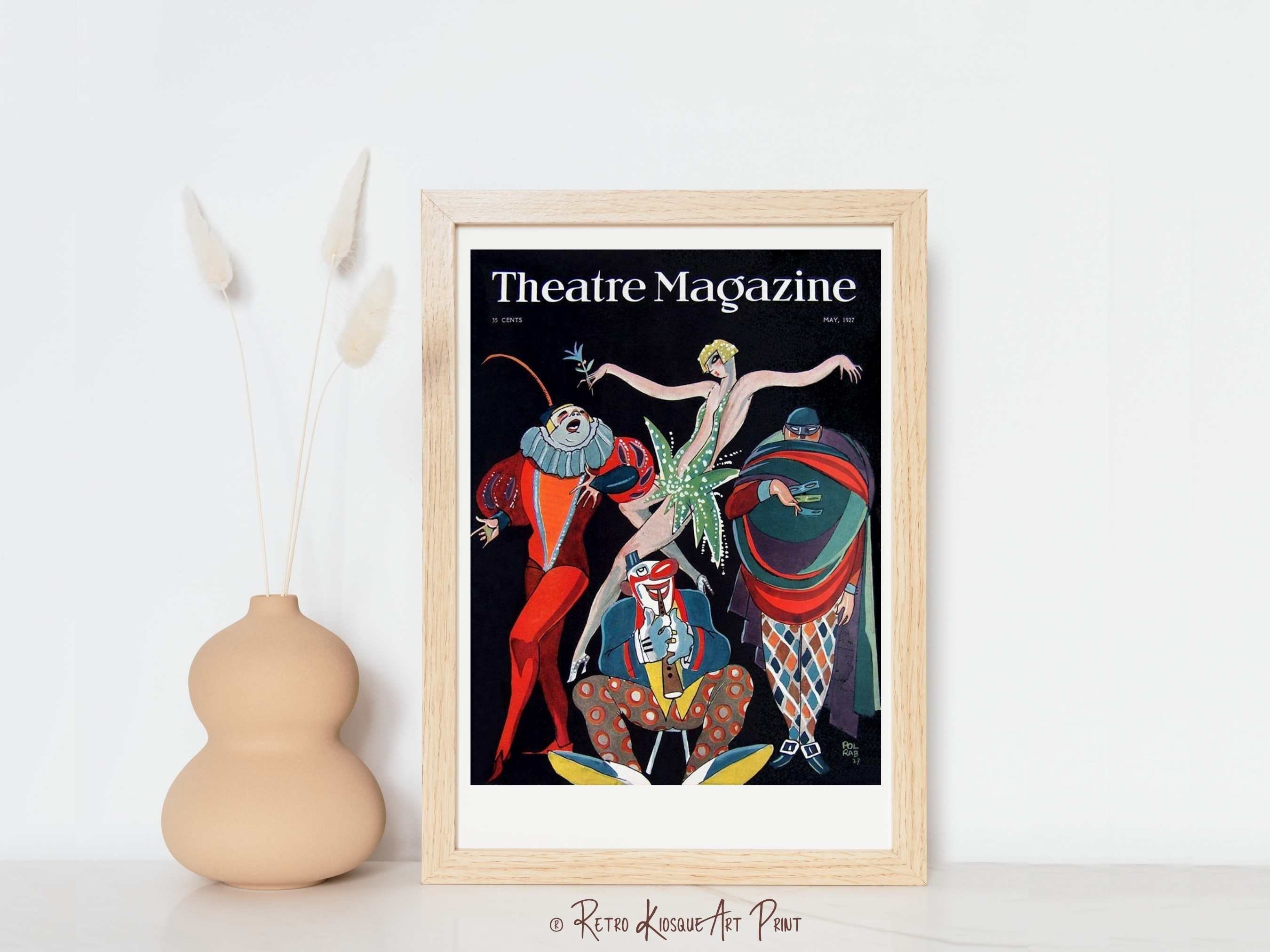 Vintage Theatre Magazine Cover - Broadway Wall Art Print - Clowns ...