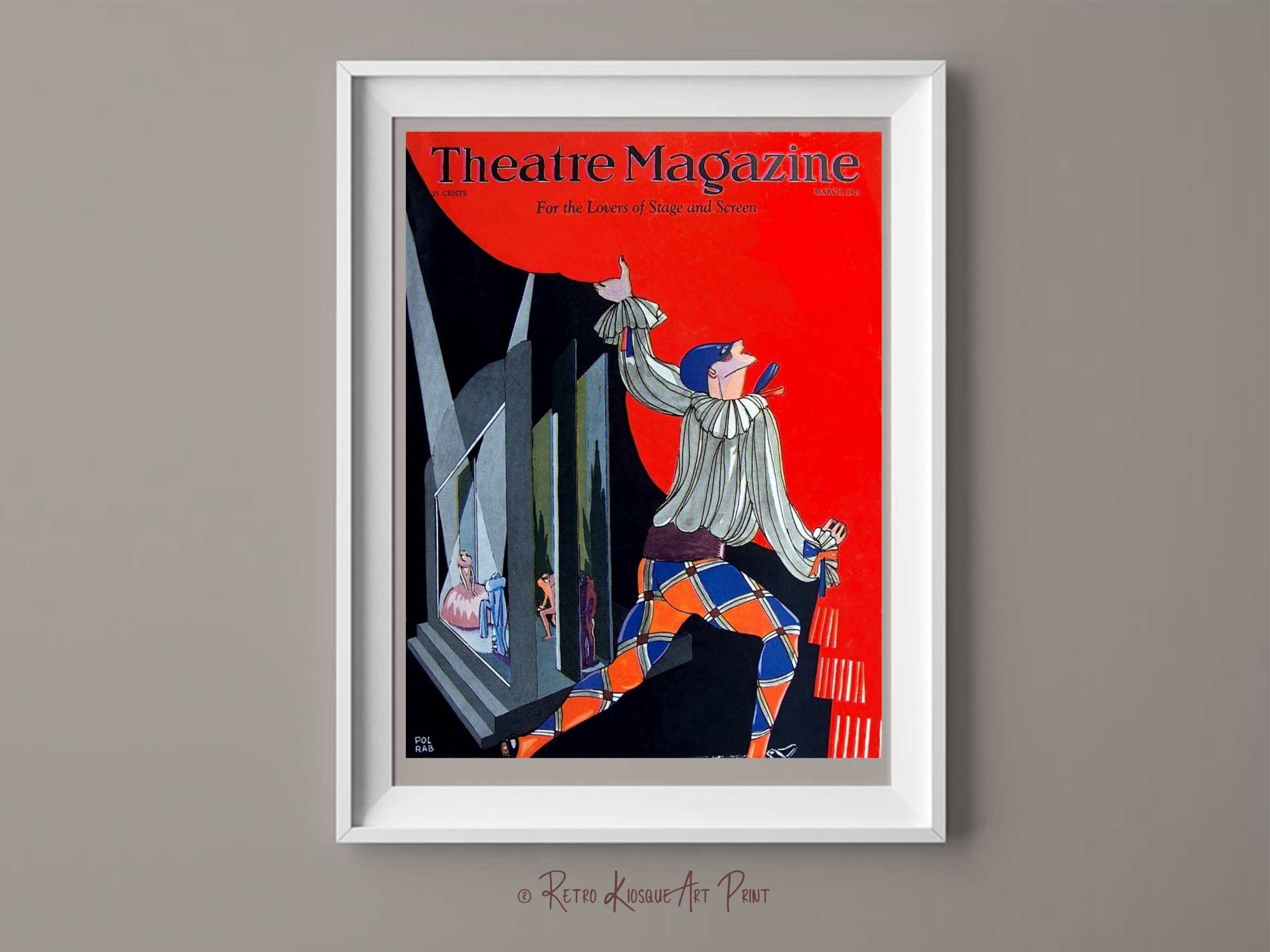 Vintage Theatre Magazine Cover - Broadway Wall Art Print - Clown Masque ...