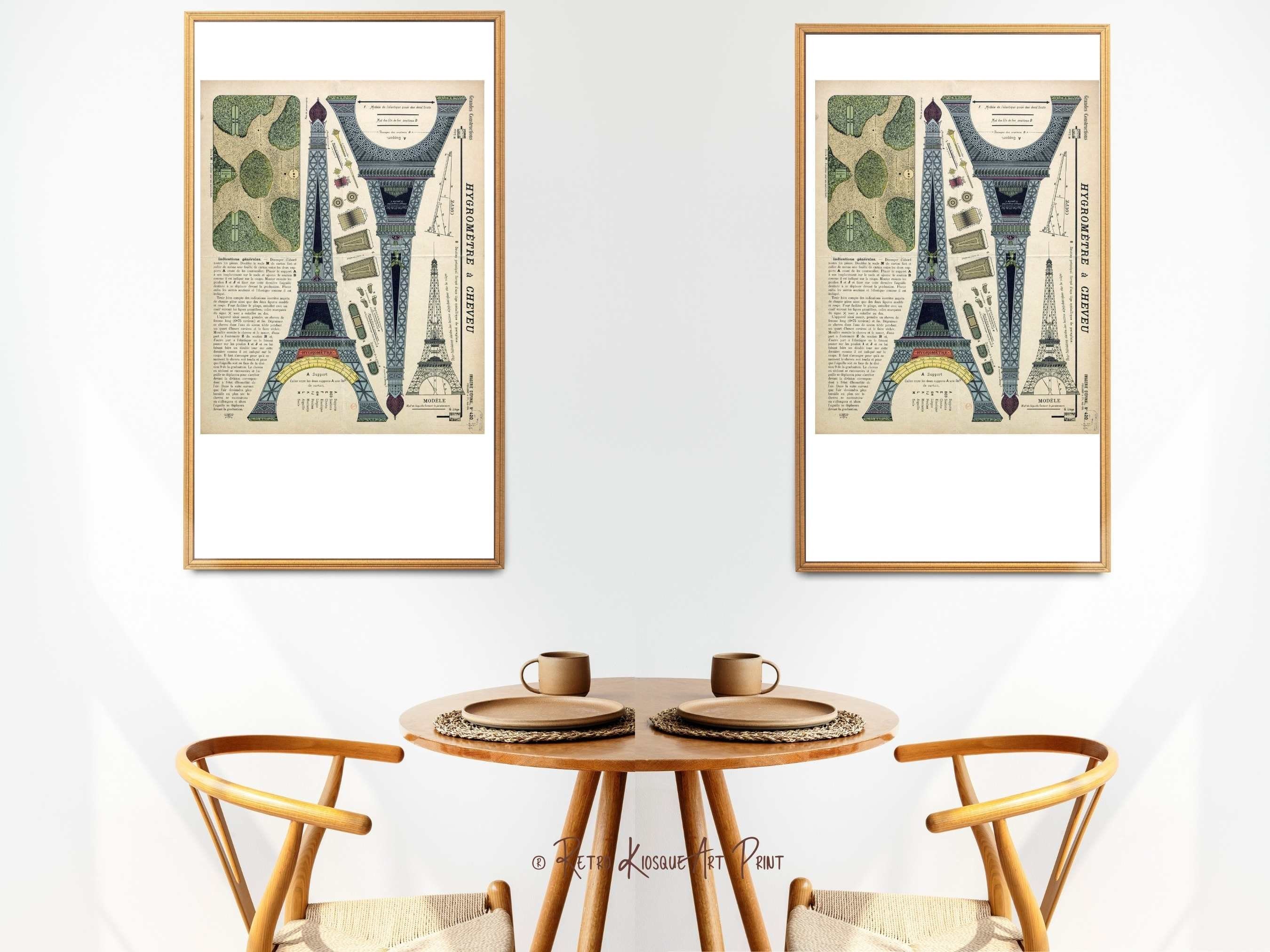 Antique Eiffel Tower Epinal Print - Tour Eiffel Poster Paris Wall Decor ...