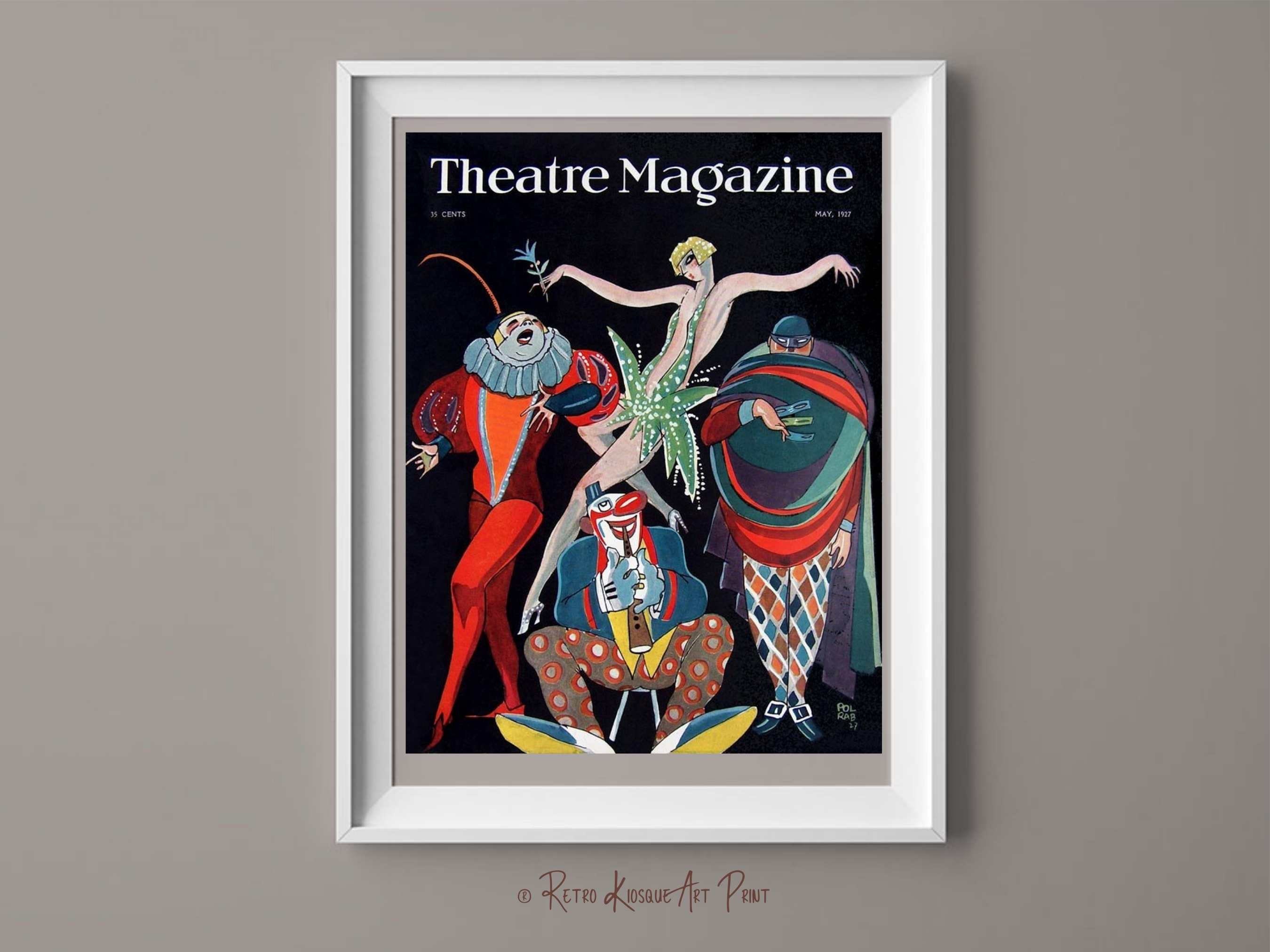 Vintage Theatre Magazine Cover - Broadway Wall Art Print - Clowns ...