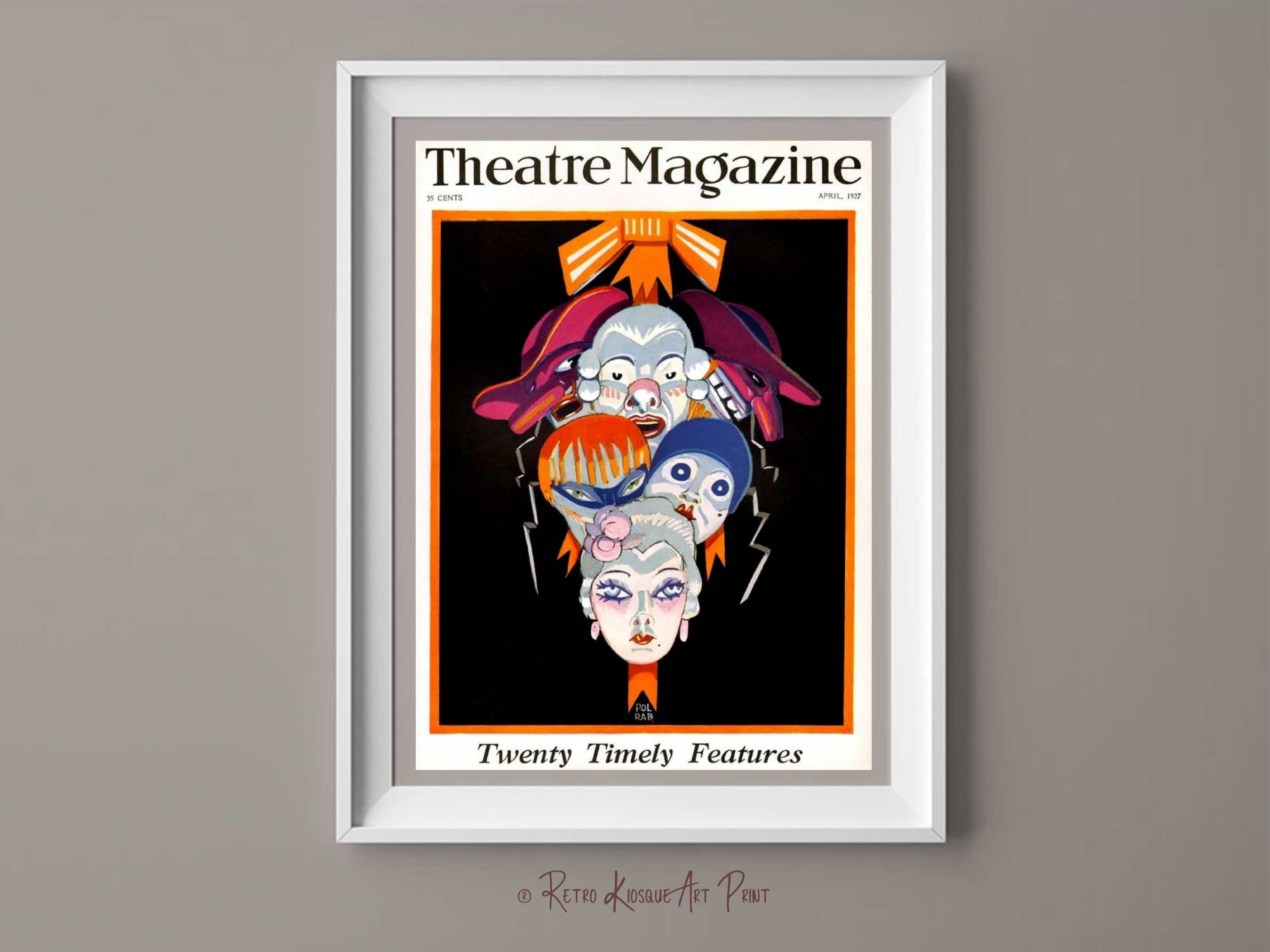 Vintage Theatre Magazine Cover - Broadway Wall Art Print - Clowns ...