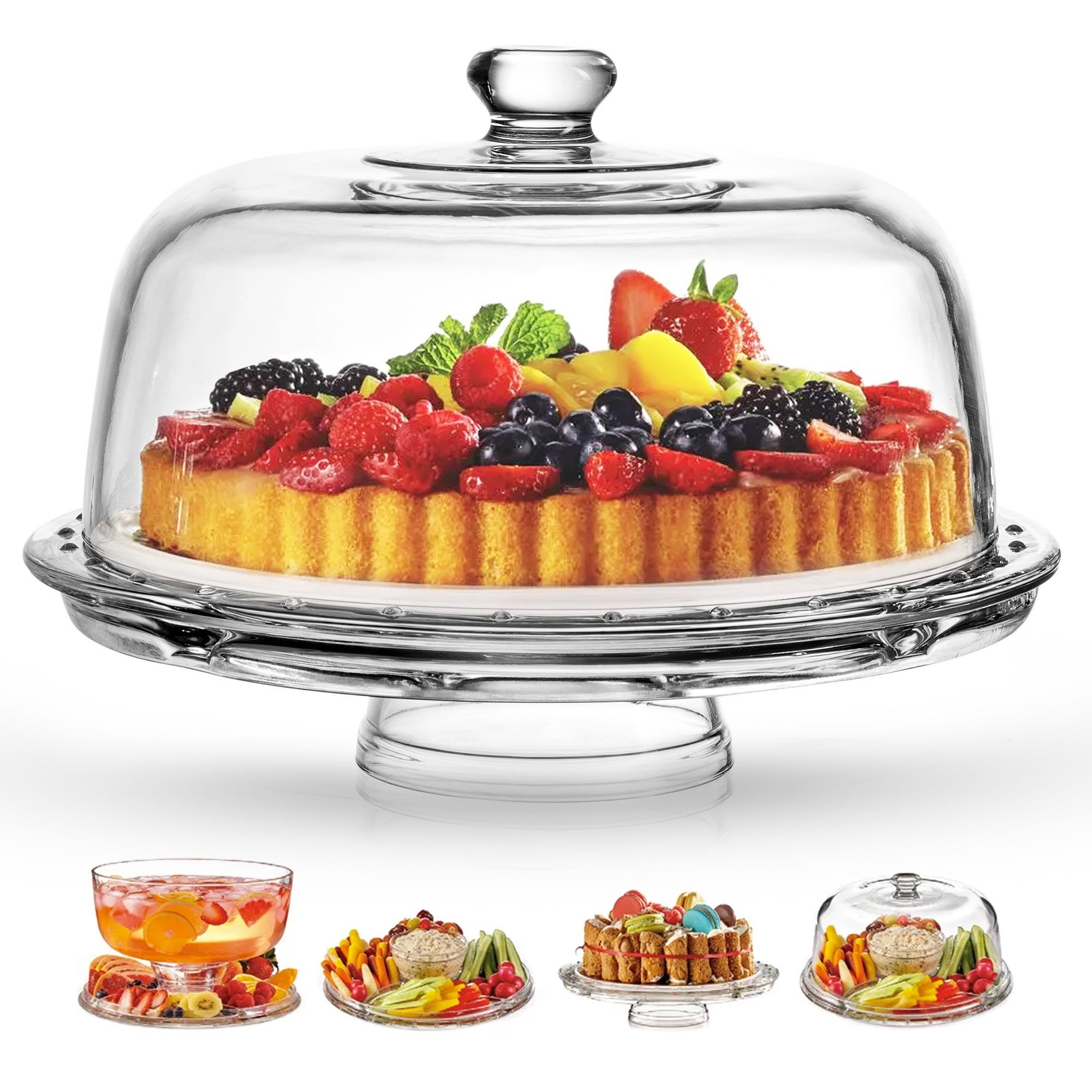 Glass Cake Stand With Dome: 4-in-1 Serving Platter - Etsy