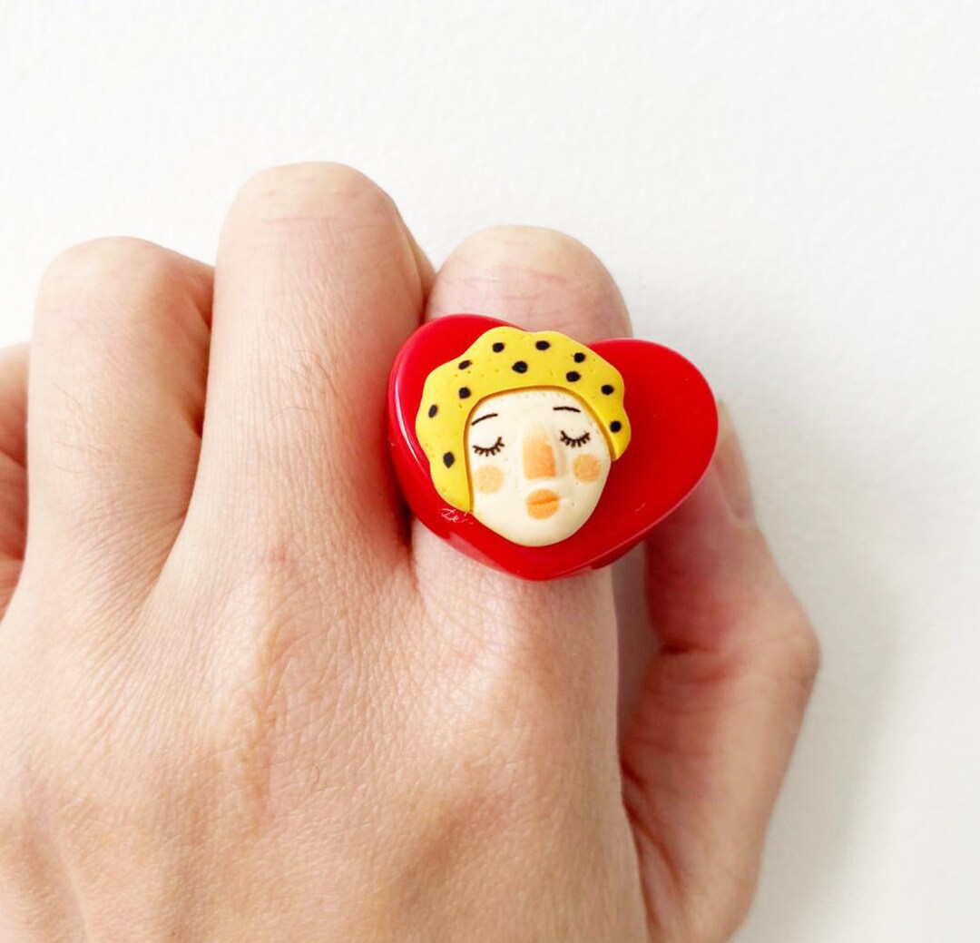 Chunky Ring, Clay Face Ring, Trendy Ring, Resin Ring, Funky Ring ...